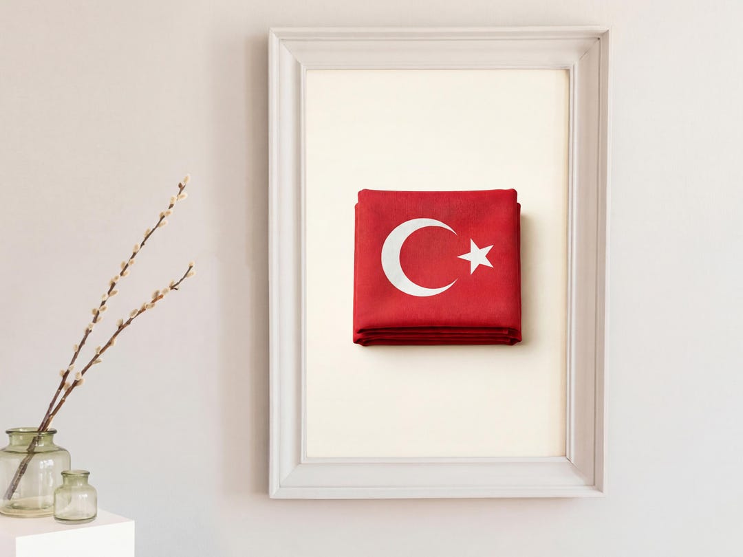 Minimalist TURKEY Flag Poster, Modern Folded Fabric Art Print, National ...