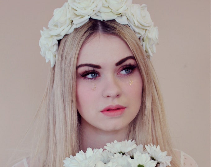 Cream Velvet Flower Crown | Etsy