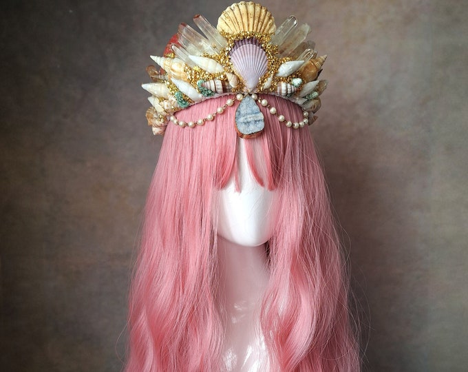 Mermaid Shell Crown, Crystal Crown, Shell Headpiece - Etsy
