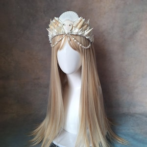 Mermaid Swan Shell Crown, Crystal Crown, Shell Headpiece - Etsy