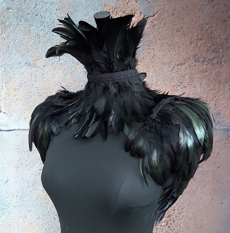 Black Maleficent Ice Queen Feather Set, Feather Wings and Neck Corset ...