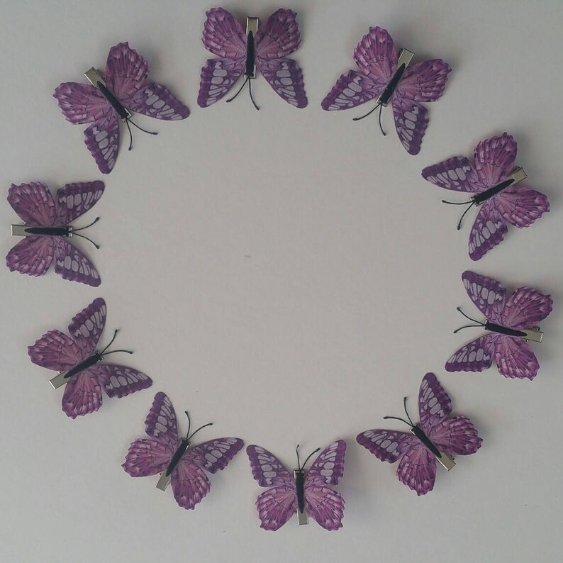 Pale purple butterfly hair clip set | Etsy
