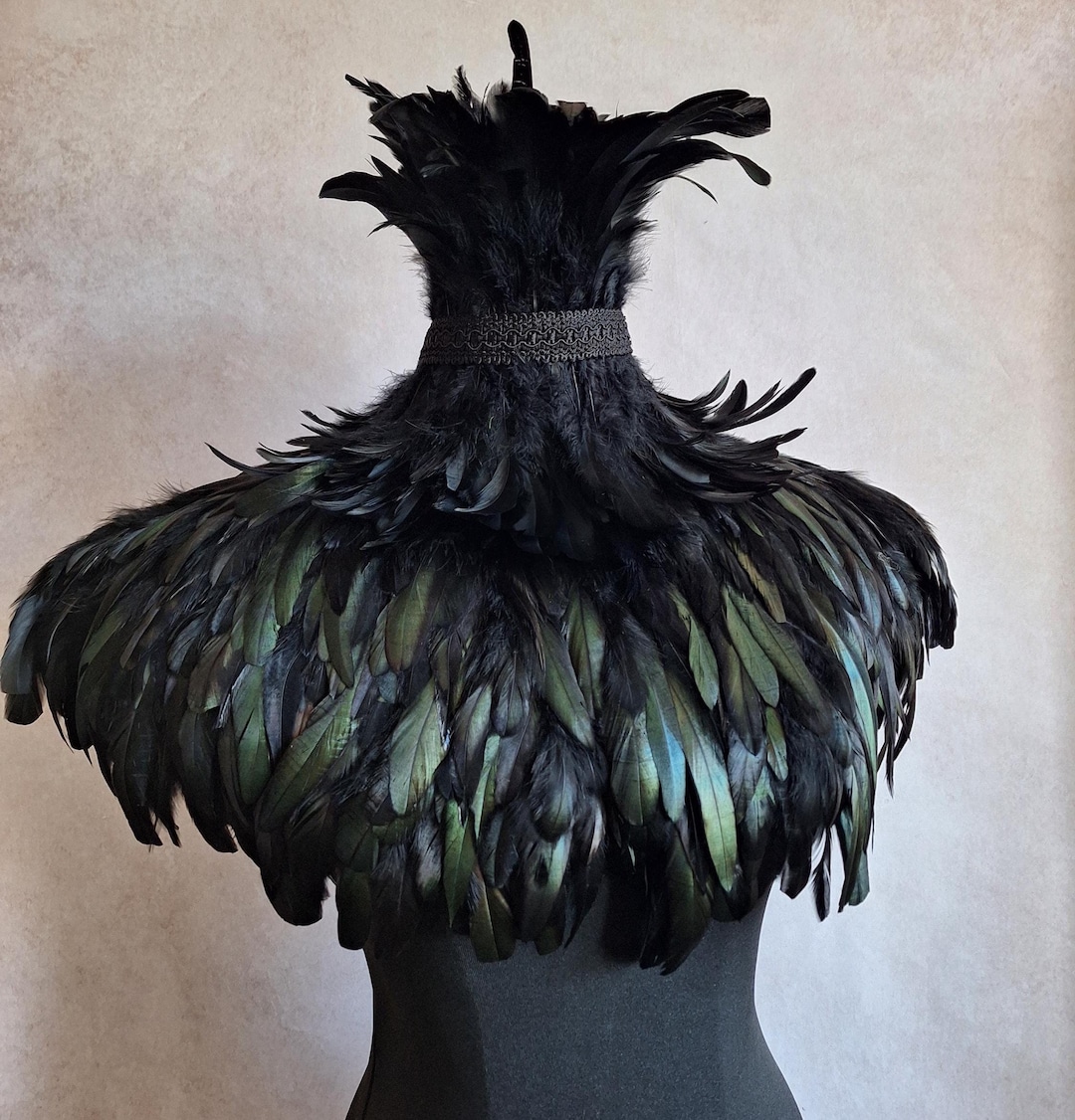 Black Feather Set, Feather Corset , Steampunk Set, Feather Cape ...