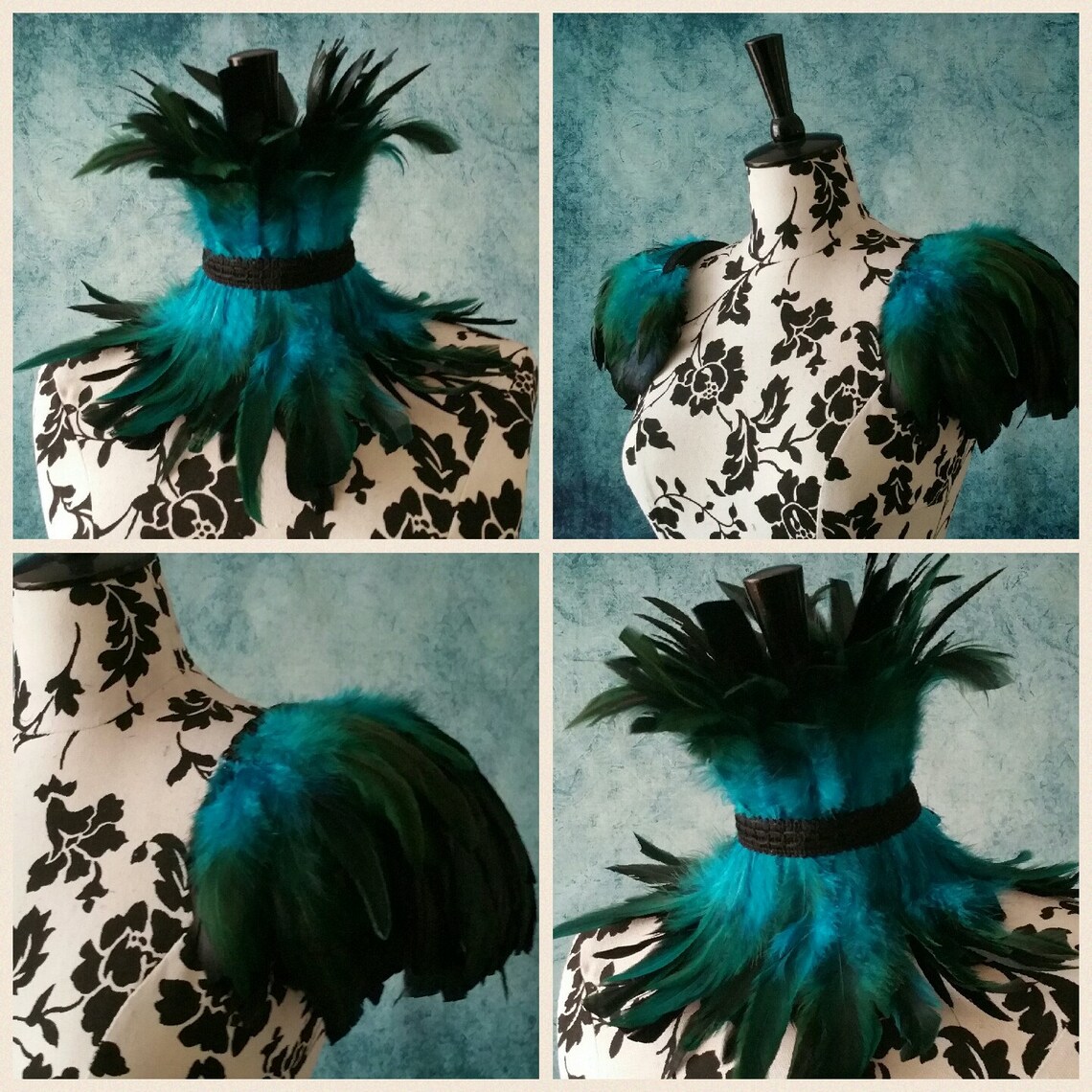Teal and Black Ice Queen Feather Set - Etsy UK