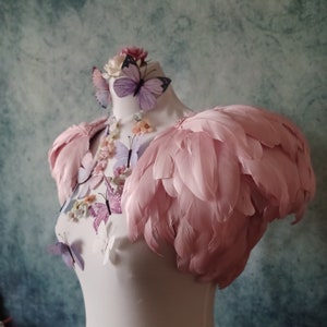 Pink Feather Epaulette Shoulder Pieces, Pink Wings, Feather Shoulders ...
