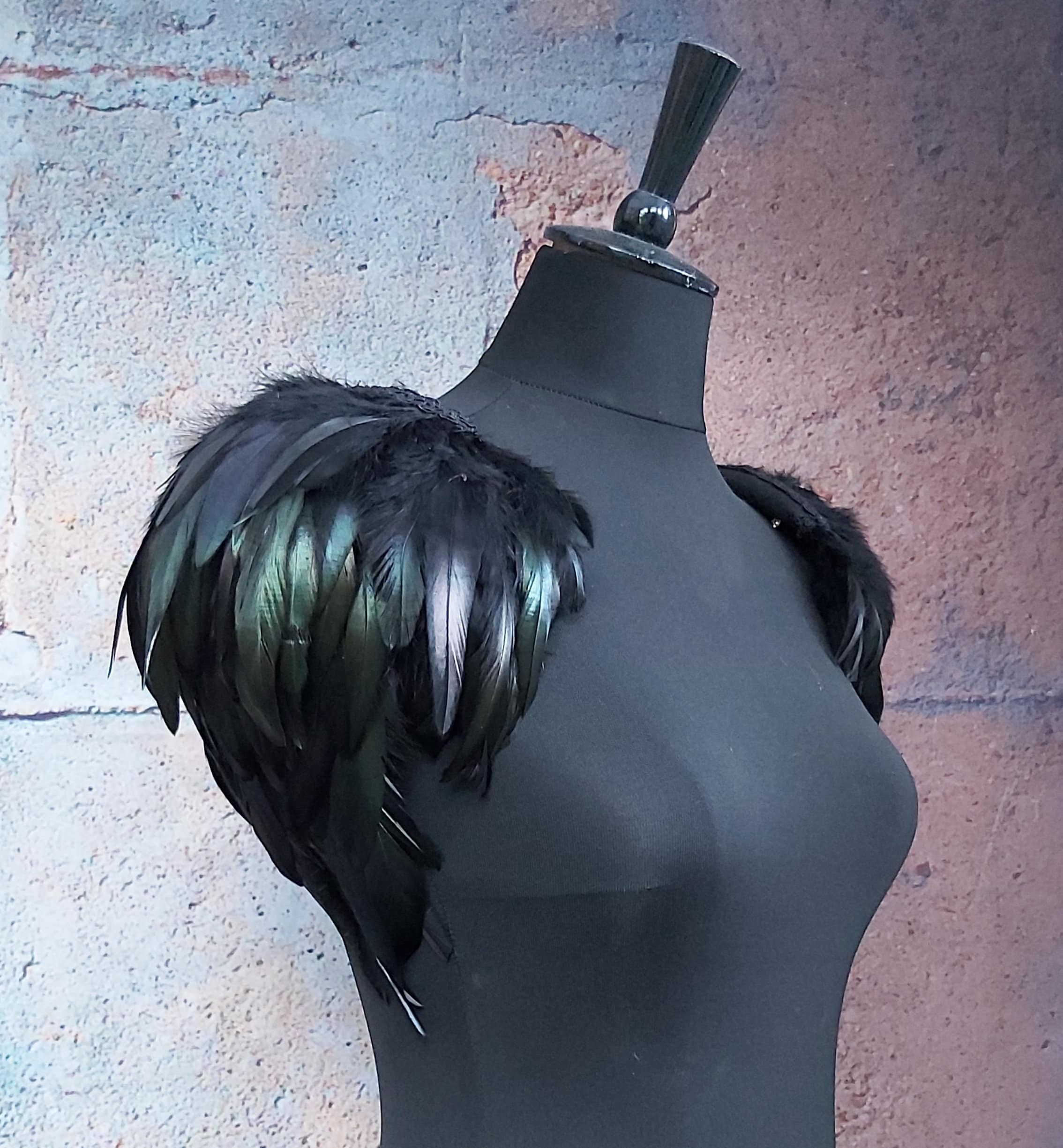 Black Maleficent Ice Queen Feather Set, Feather Wings and Neck Corset ...