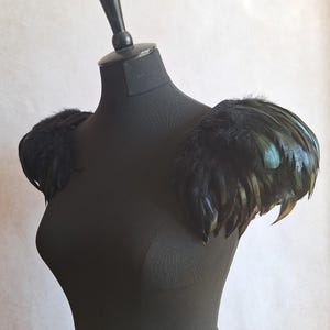 Black Feather Epaulette Shoulder Pieces, Black Wings, Feather Shoulders ...