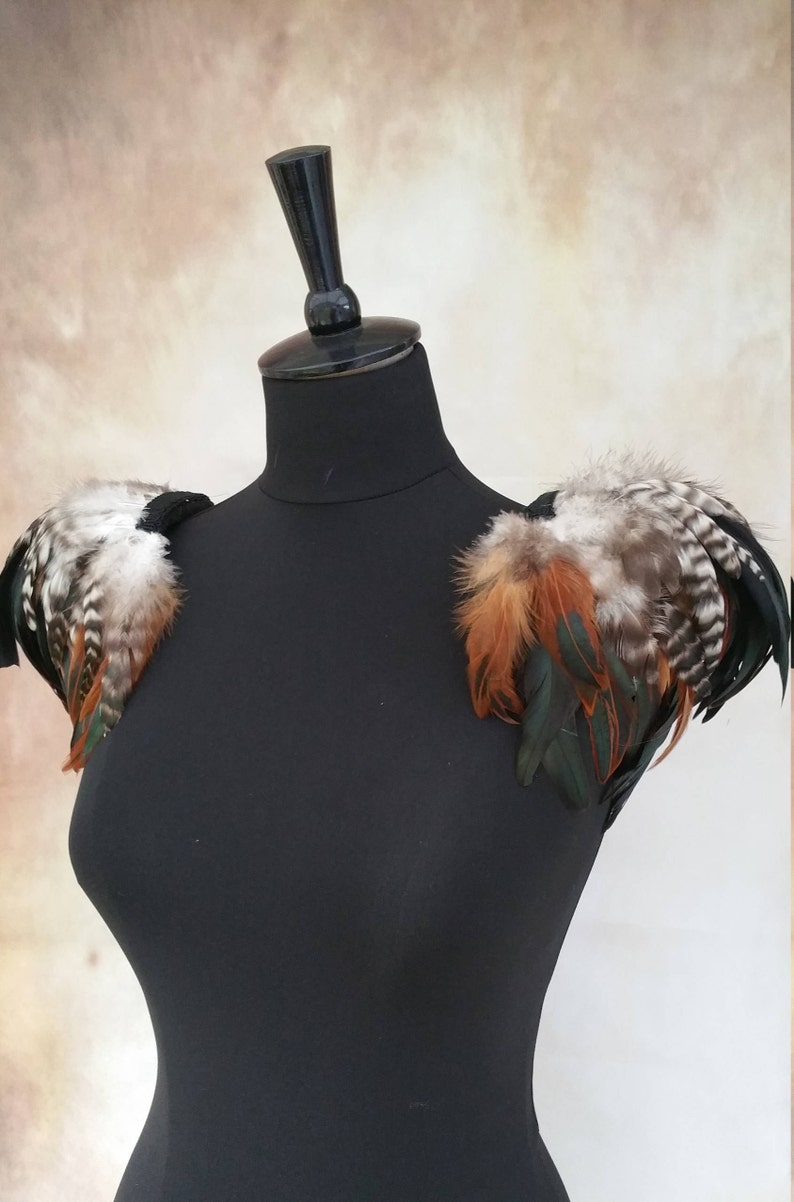 Natural feather epaulette shoulder pieces wings feather | Etsy