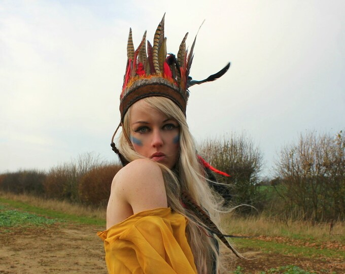 Tribal Festival Feather Headpiece, Feather Headband, Bohemian Headpiece ...