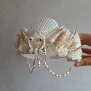 Mermaid Swan Shell Crown, Crystal Crown, Shell Headpiece - Etsy