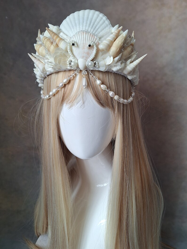 Mermaid Swan Shell Crown, Crystal Crown, Shell Headpiece - Etsy