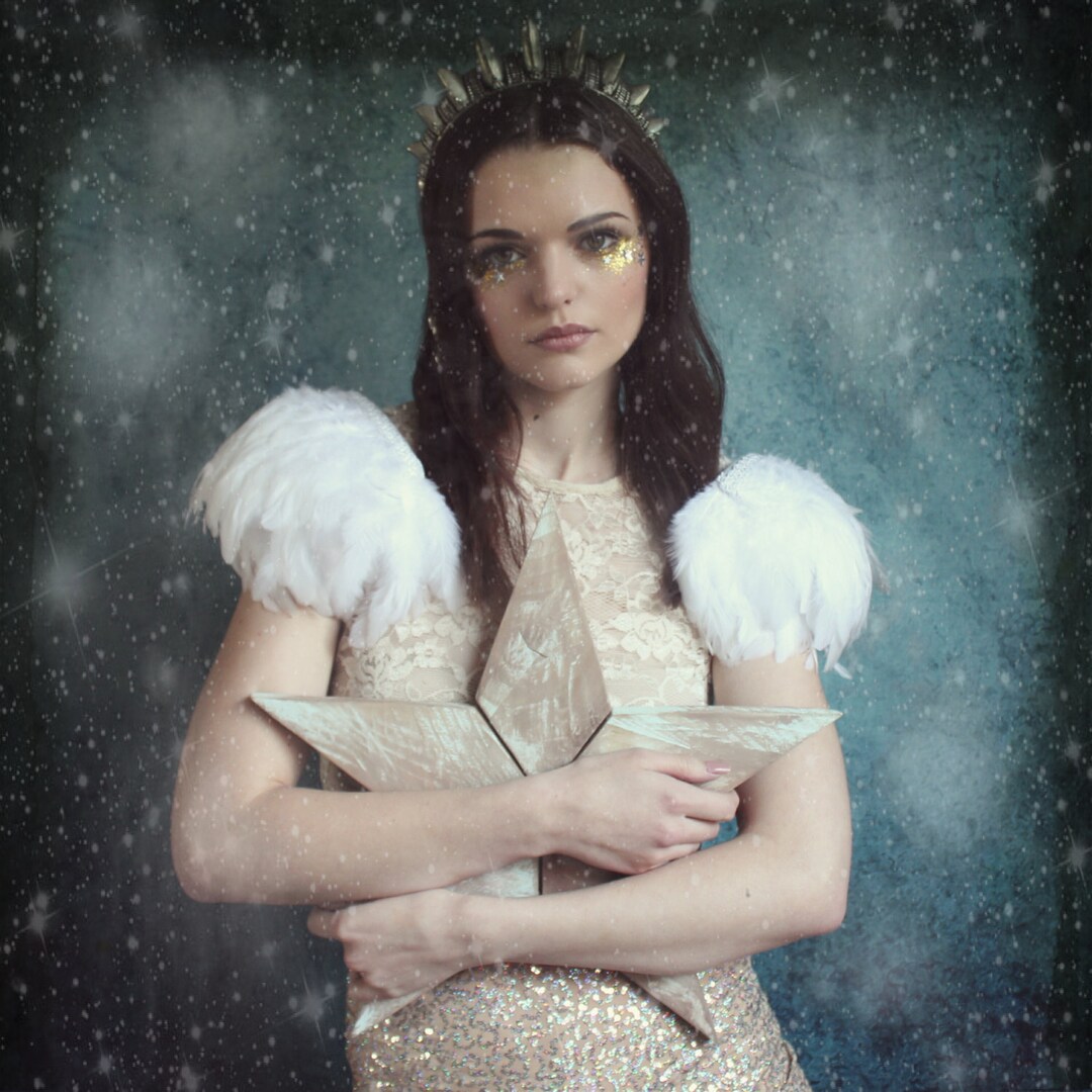White Feather Shoulder Epaulette, Feather Wings, Feather Shoulder ...
