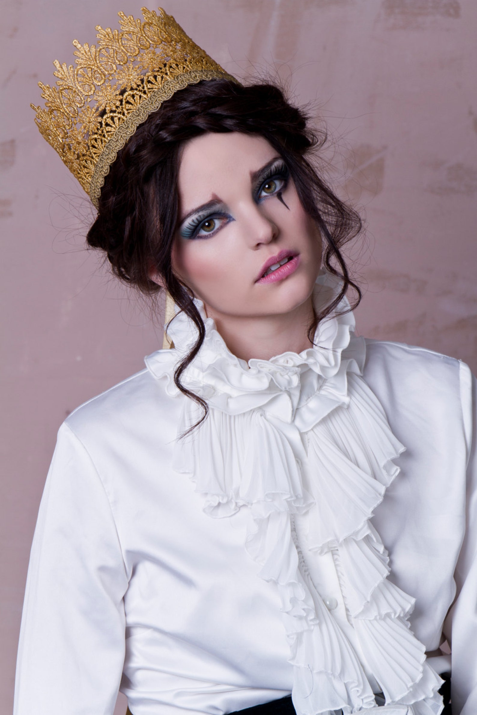 Baroque Lace Crown, Princess Headpiece, Lace Hairpiece, Regal Gold ...