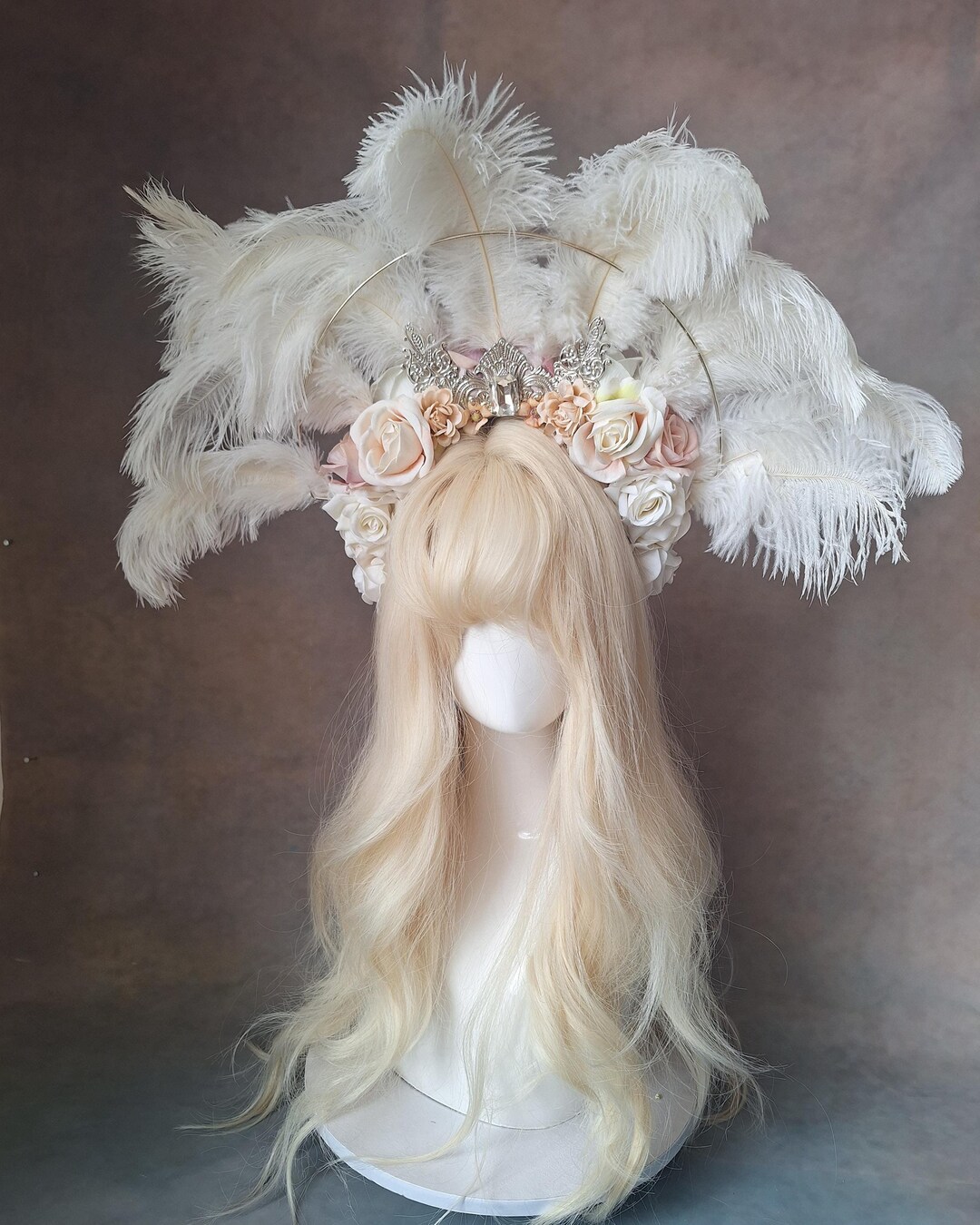 Showgirl Ostrich Feather Headpiece, Burlesque Flower Crown - Etsy