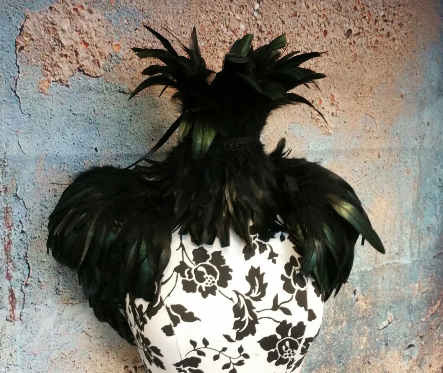 Black Maleficent ice queen feather set feather wings and neck | Etsy