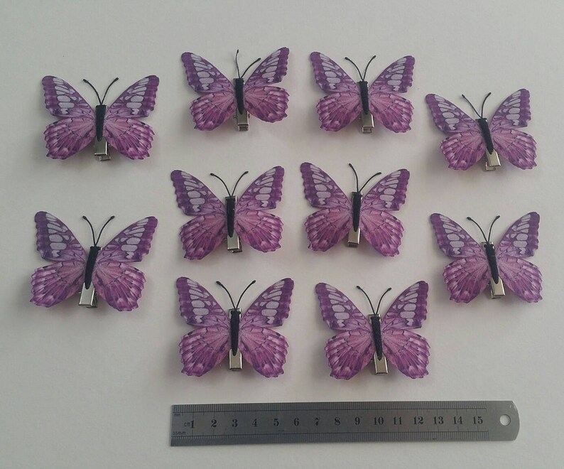 Pale purple butterfly hair clip set | Etsy