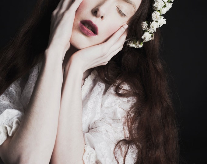 Cream Mini Rose Flower Crown, Meadow Hairband, Bridal Hairpiece - Etsy