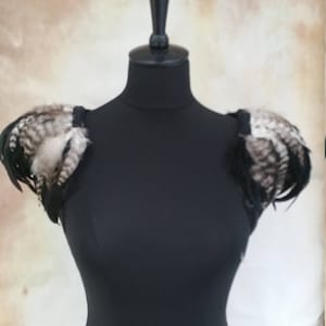 Natural and Black Feather Shoulder Epaulette, Feather Wings,tribal ...