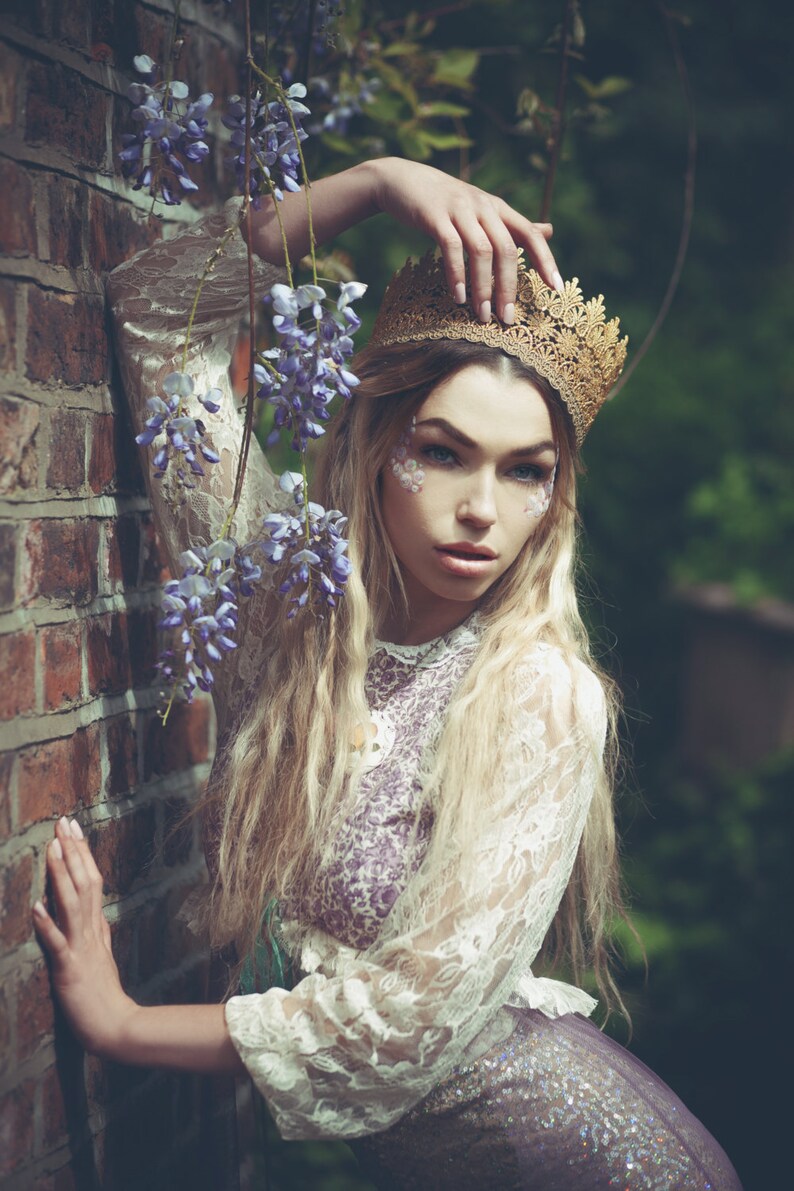 Baroque lace crown princess headpiece lace hairpiece regal | Etsy