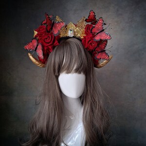 Rouge Pony Red Flower Ram Butterfly Crown - Etsy