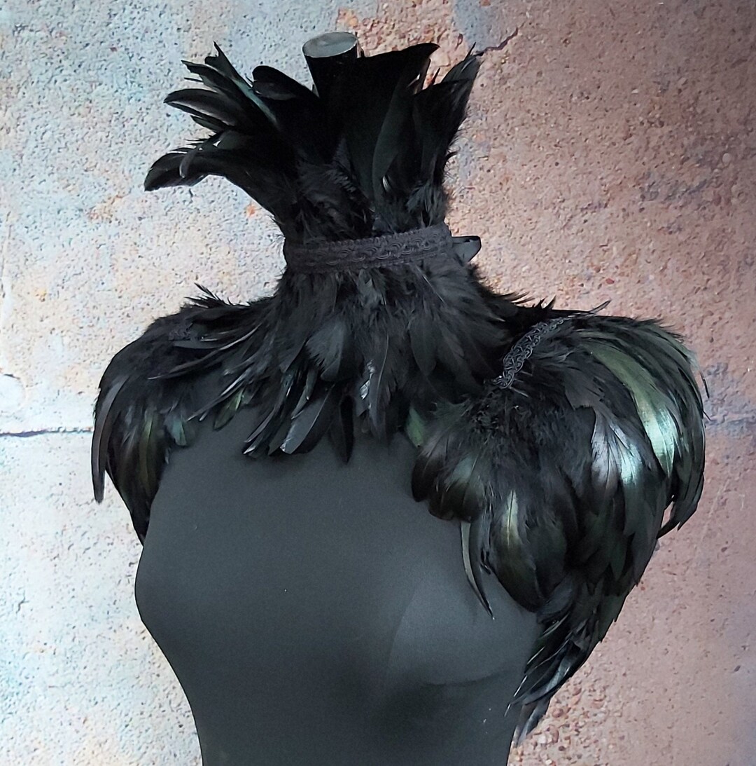 Black Maleficent Ice Queen Feather Set, Feather Wings and Neck Corset ...