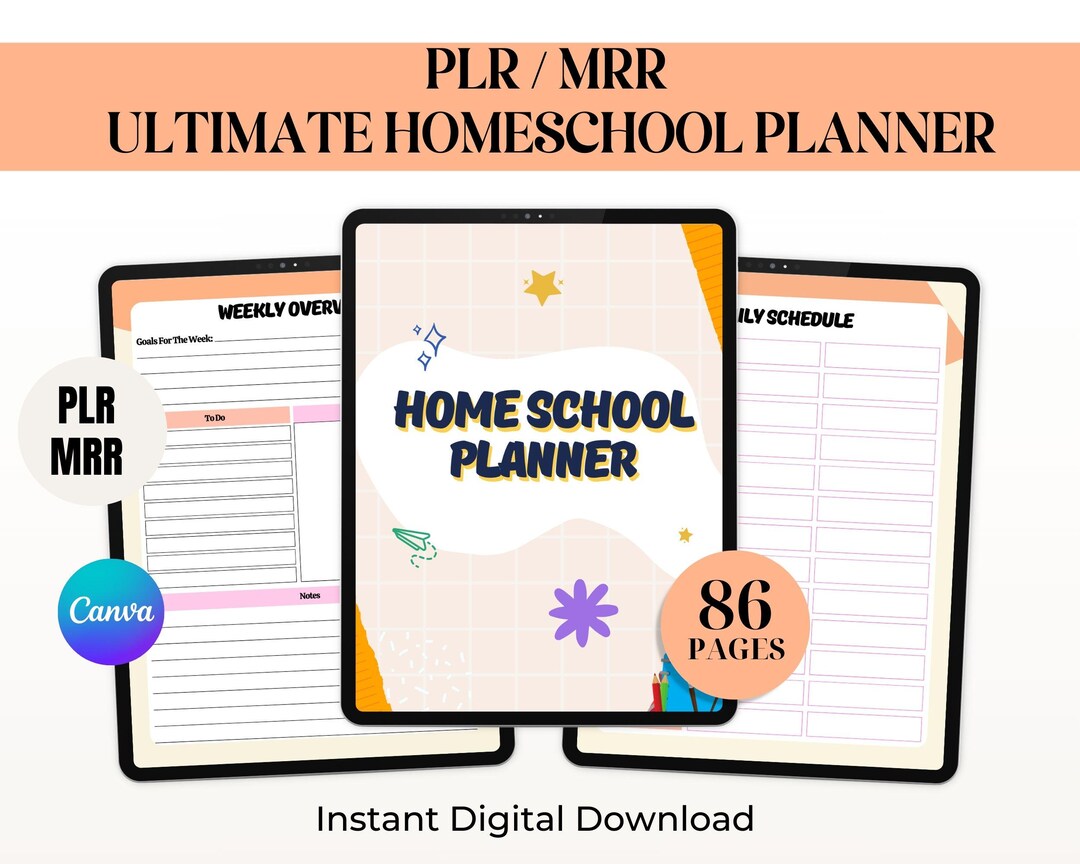 Homeschool Planner PLR Digital Download | Editable Printable Planner ...