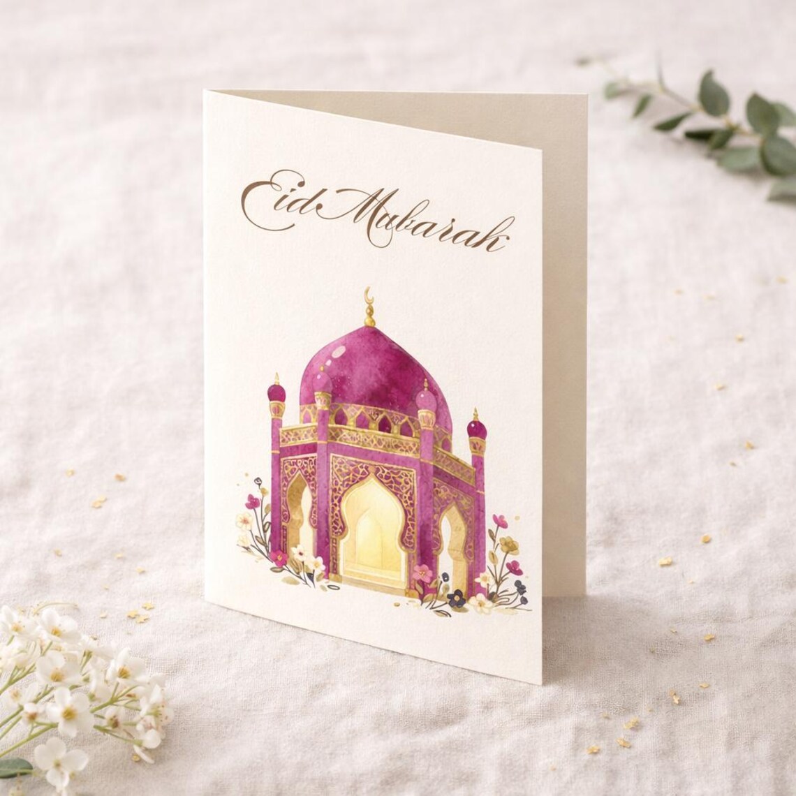 Ramadan Mubarak Folded Card Printable – Elegant Eid Greeting Card ...