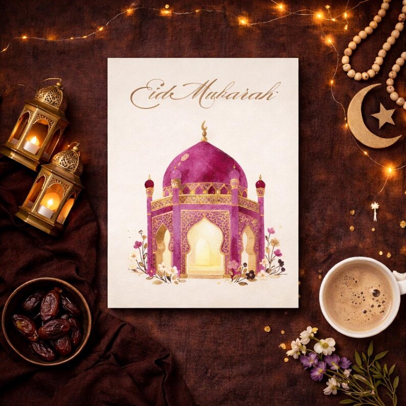Ramadan Mubarak Folded Card Printable – Elegant Eid Greeting Card ...