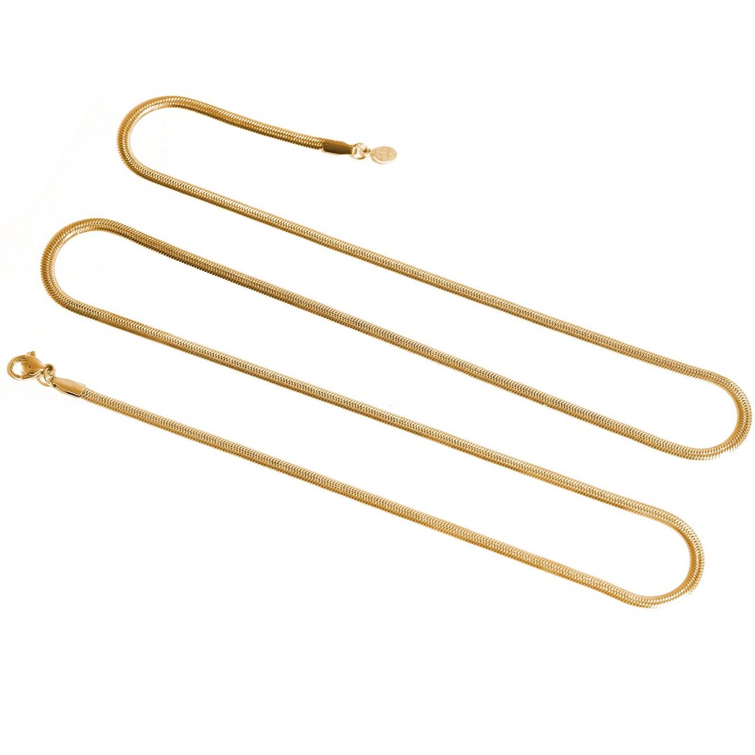 Long Snake Chain Necklace, Stainless Steel 18K Gold - Etsy
