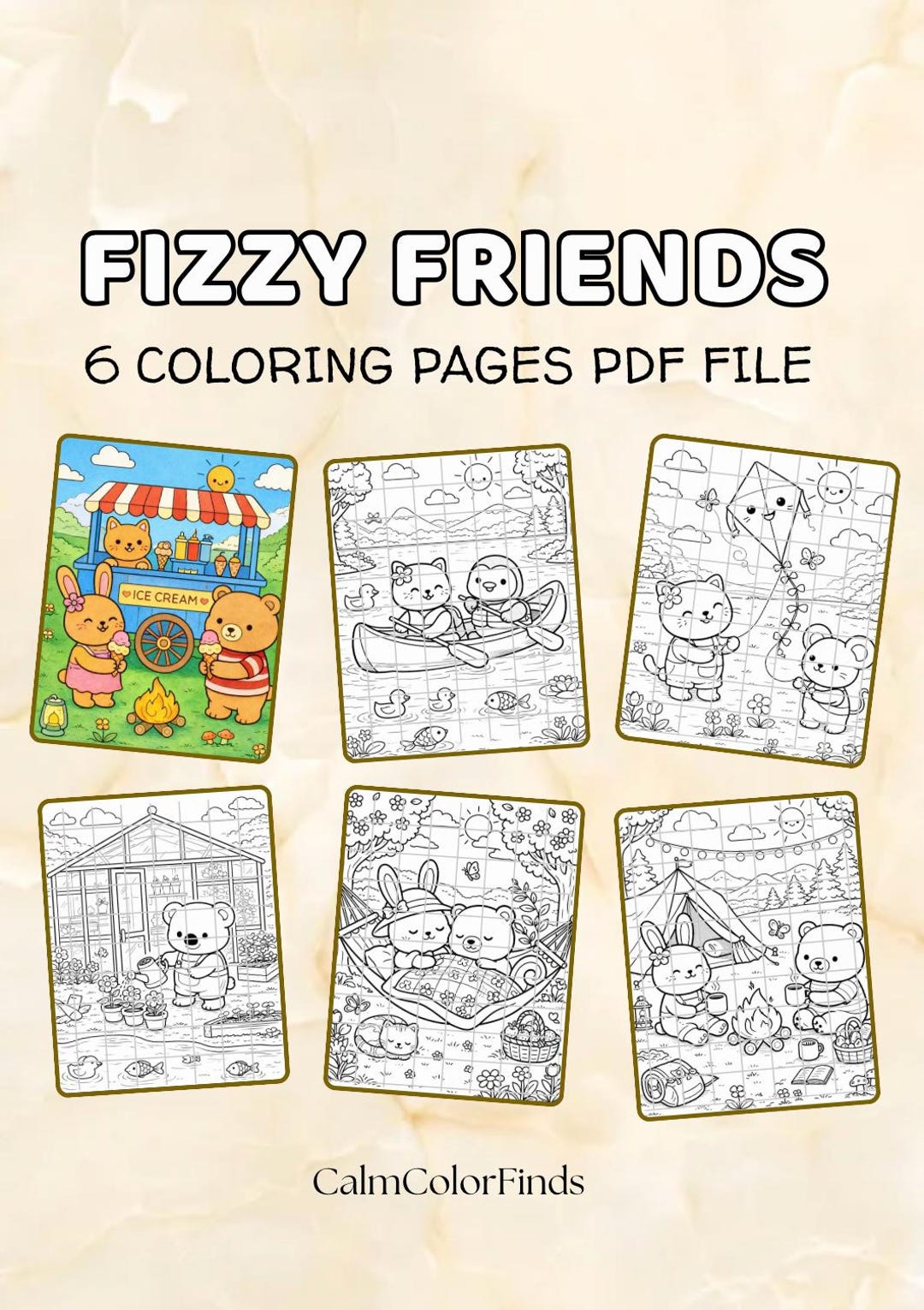 Fizzy Friends Coloring Book - 6 Printable Pages - Instant Download - Etsy