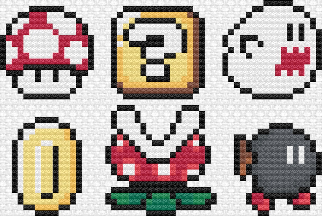 Super Mario Items Cross Stitch Pattern - Etsy Hong Kong