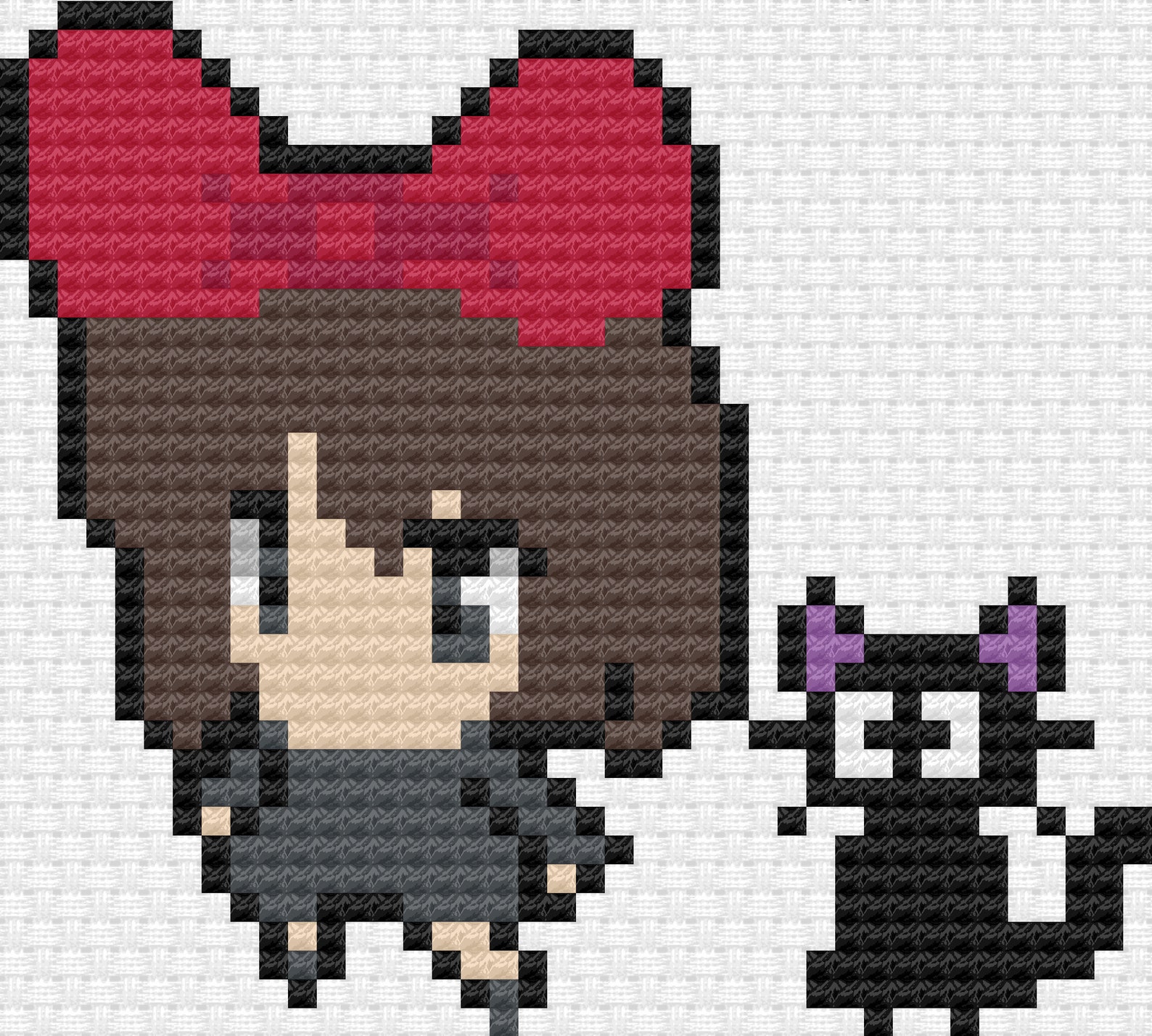 Kiki's Delivery Service Kiki and Jiji Chibi Cross Stitch - Etsy