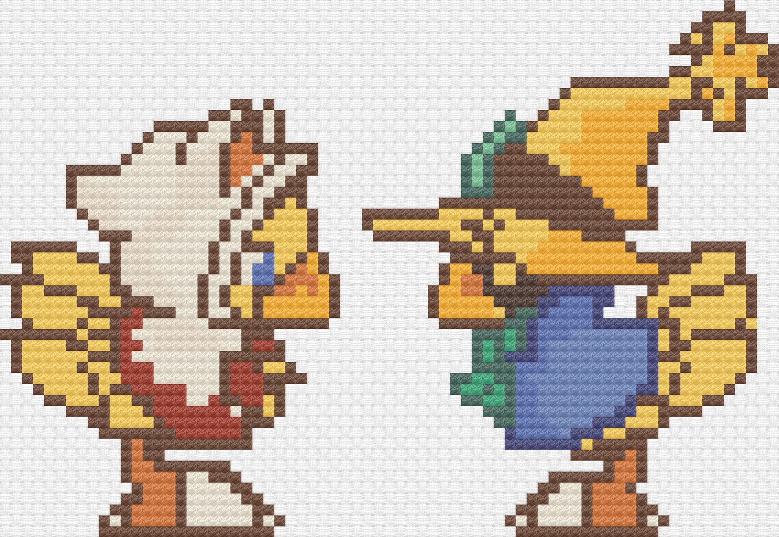 Final Fantasy White Mage and Black Mage Chocobo Cross Stitch - Etsy