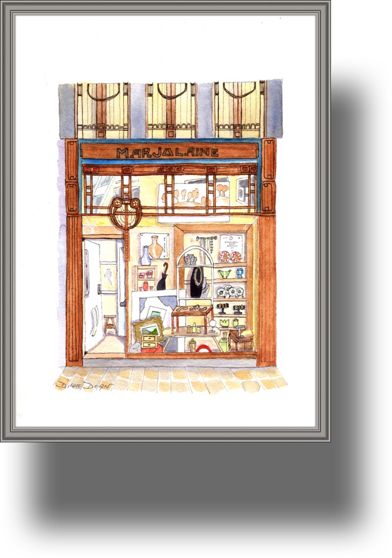 Fabulous Shopfront Art Print, Watercolor and Ink Art Print, Large ...