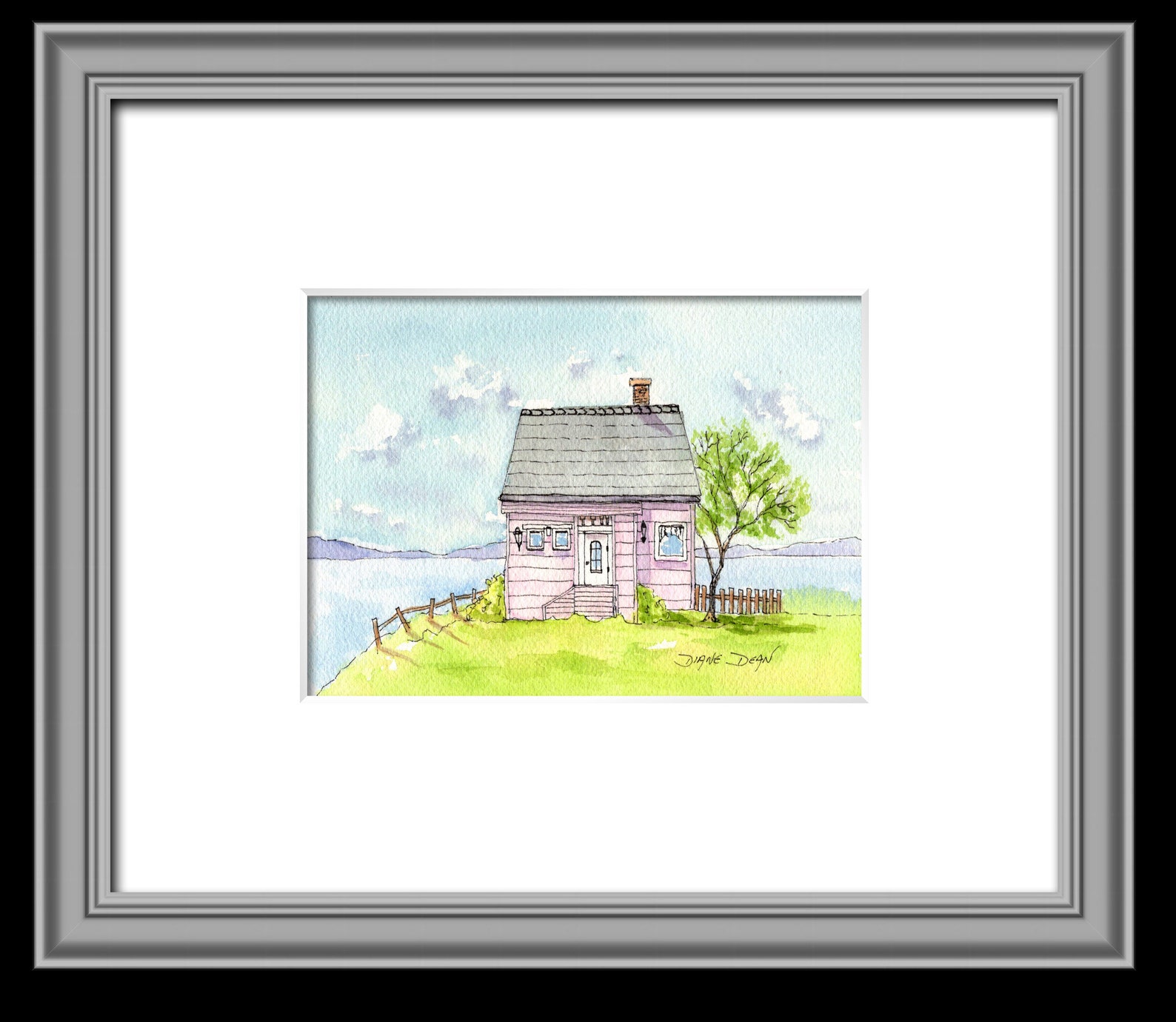 Pink House Art Print Tiny House in Pink Cottage Art Print - Etsy