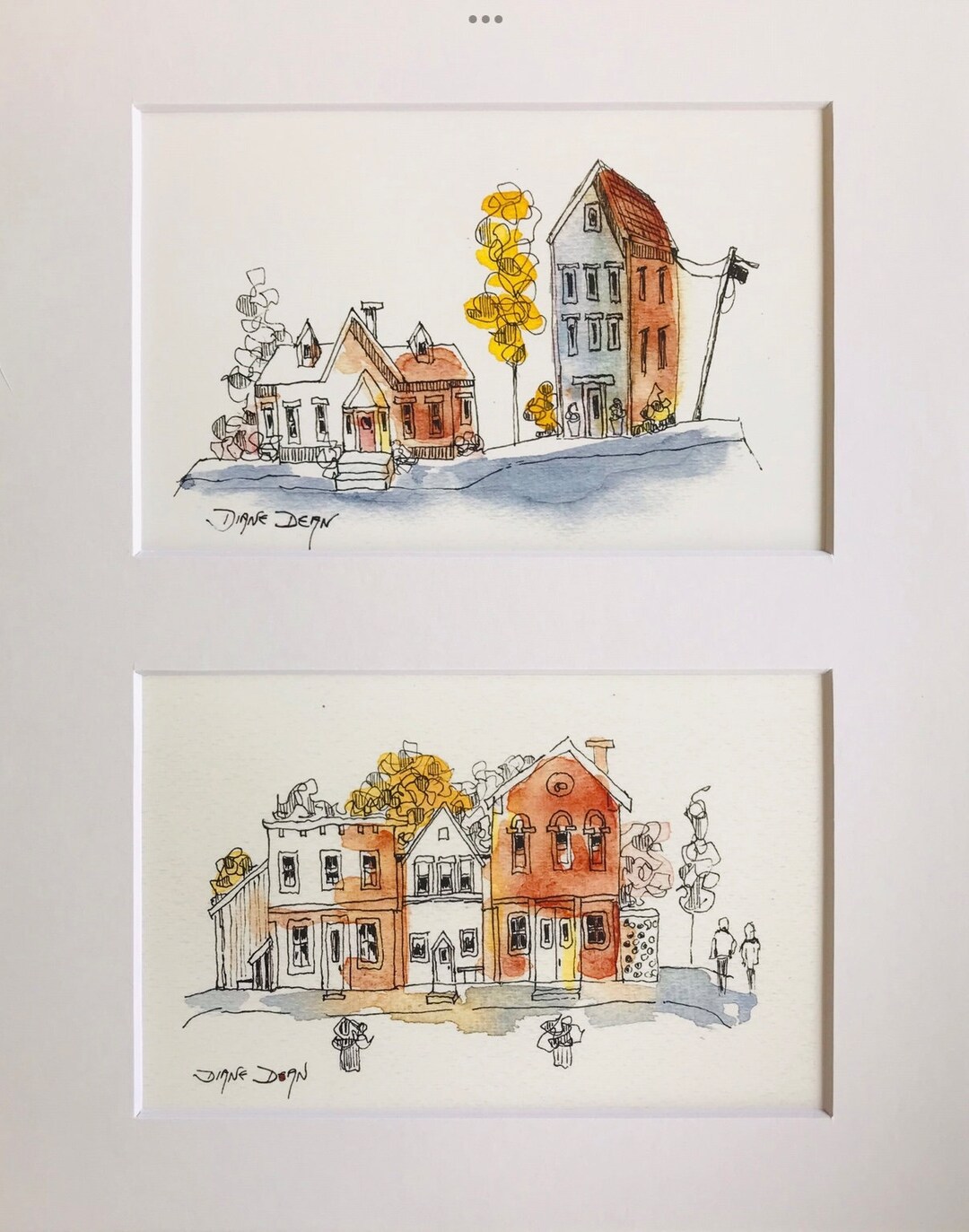 Two Print Art Set in Mat, Double Art Print of Urban Sketches and ...