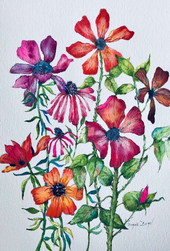Watercolor Flowers Painting Watercolor Floral Print Floral - Etsy