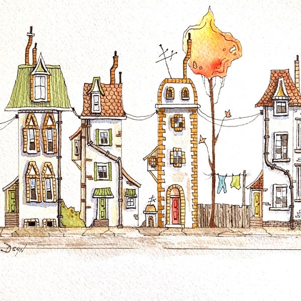 Line and Wash Art - Etsy