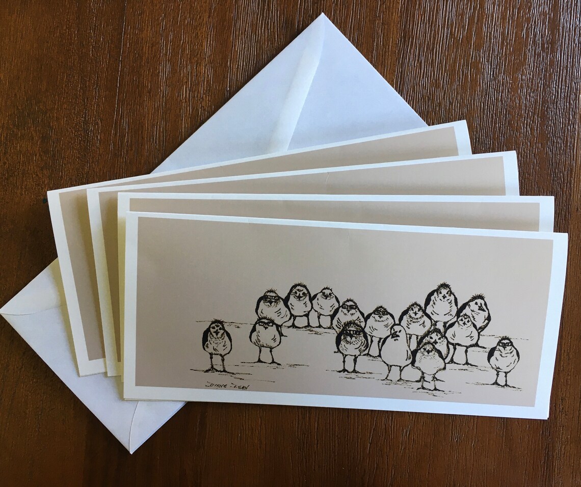 Folded Note Cards, Ink Drawing Note Cards, Funny Greeting Card Set ...