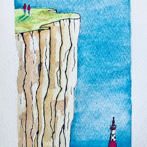 Art Print of Lighthouse Beachy Head Lighthousepen and Wash - Etsy