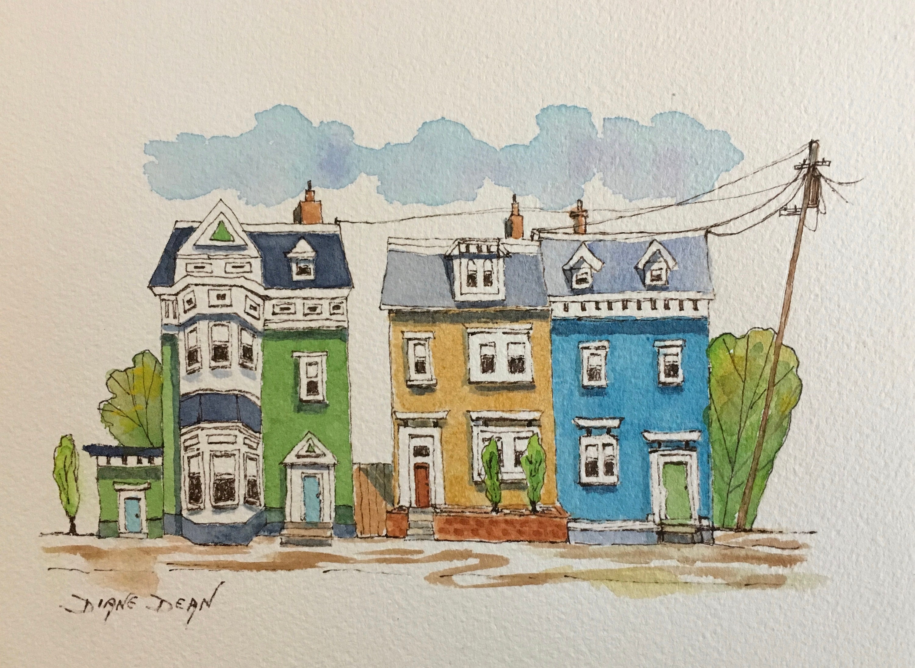 Watercolor Print of Jelly Bean Row in St. Johns Newfoundland - Etsy Canada