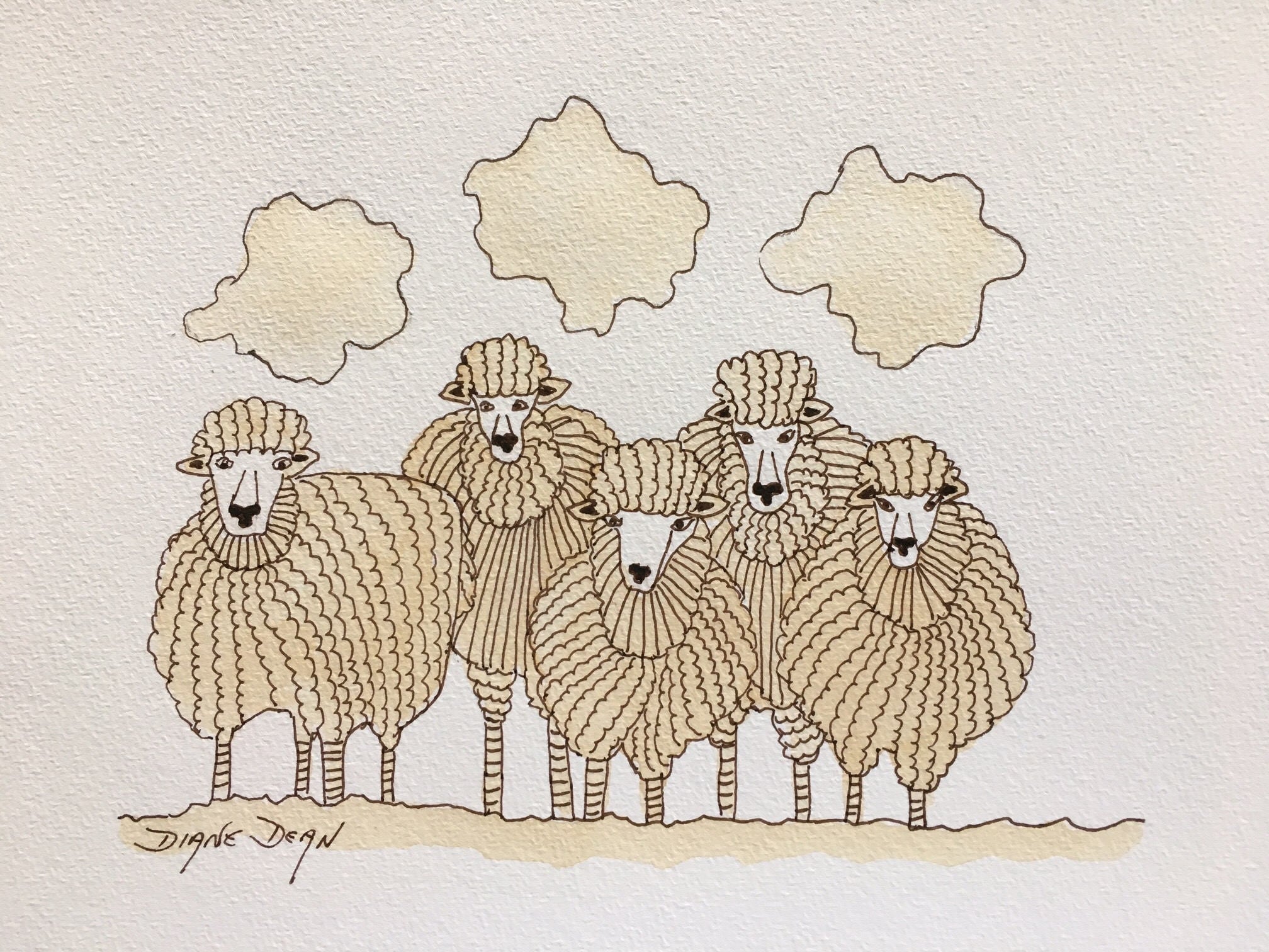 Whimsical Sheep Art Print: Farmhouse Nursery Decor (6x8) - Etsy