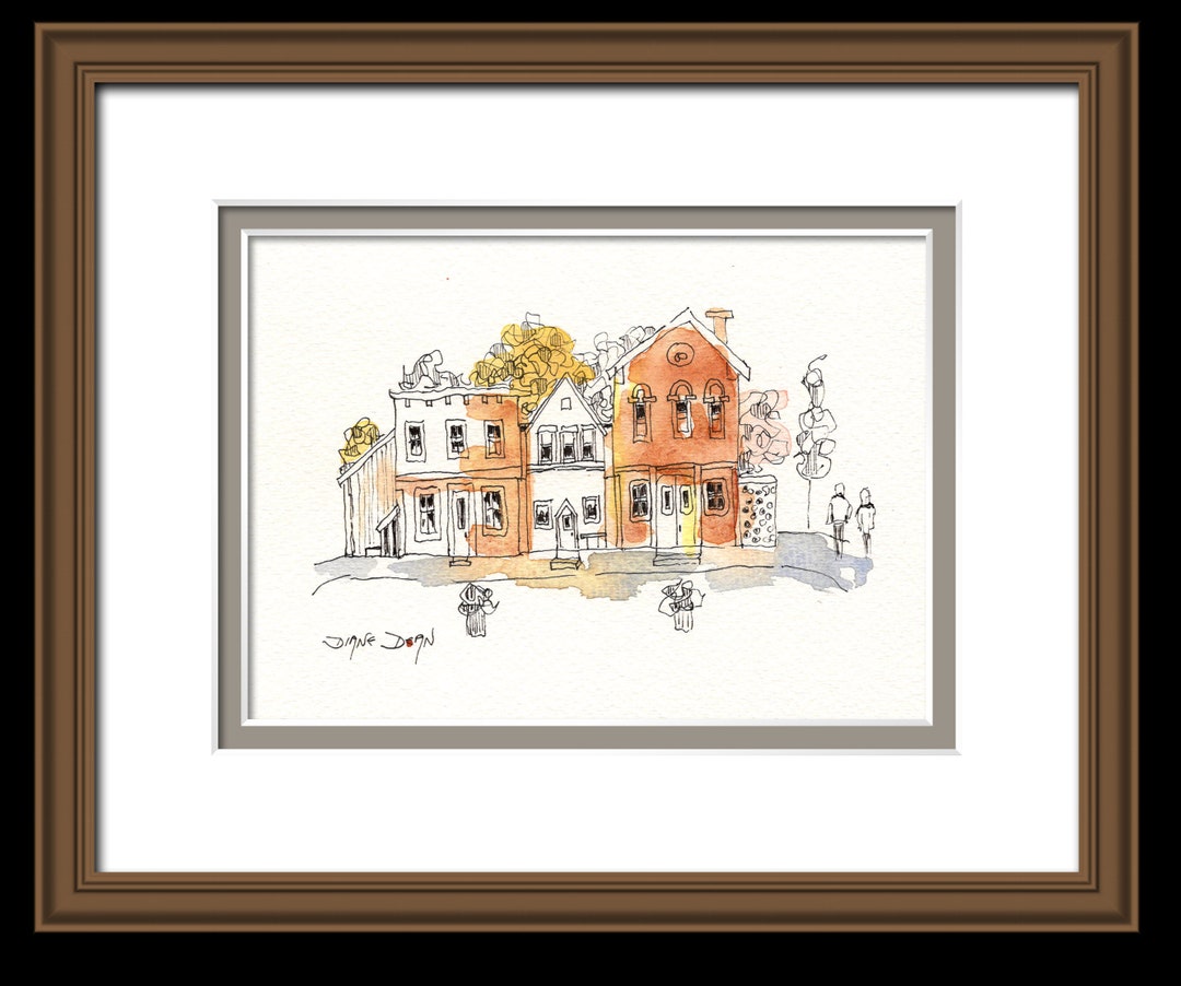 Urban Sketch Ink Print, Pen and Wash Cityscape, Ink Art, Watercolor ...