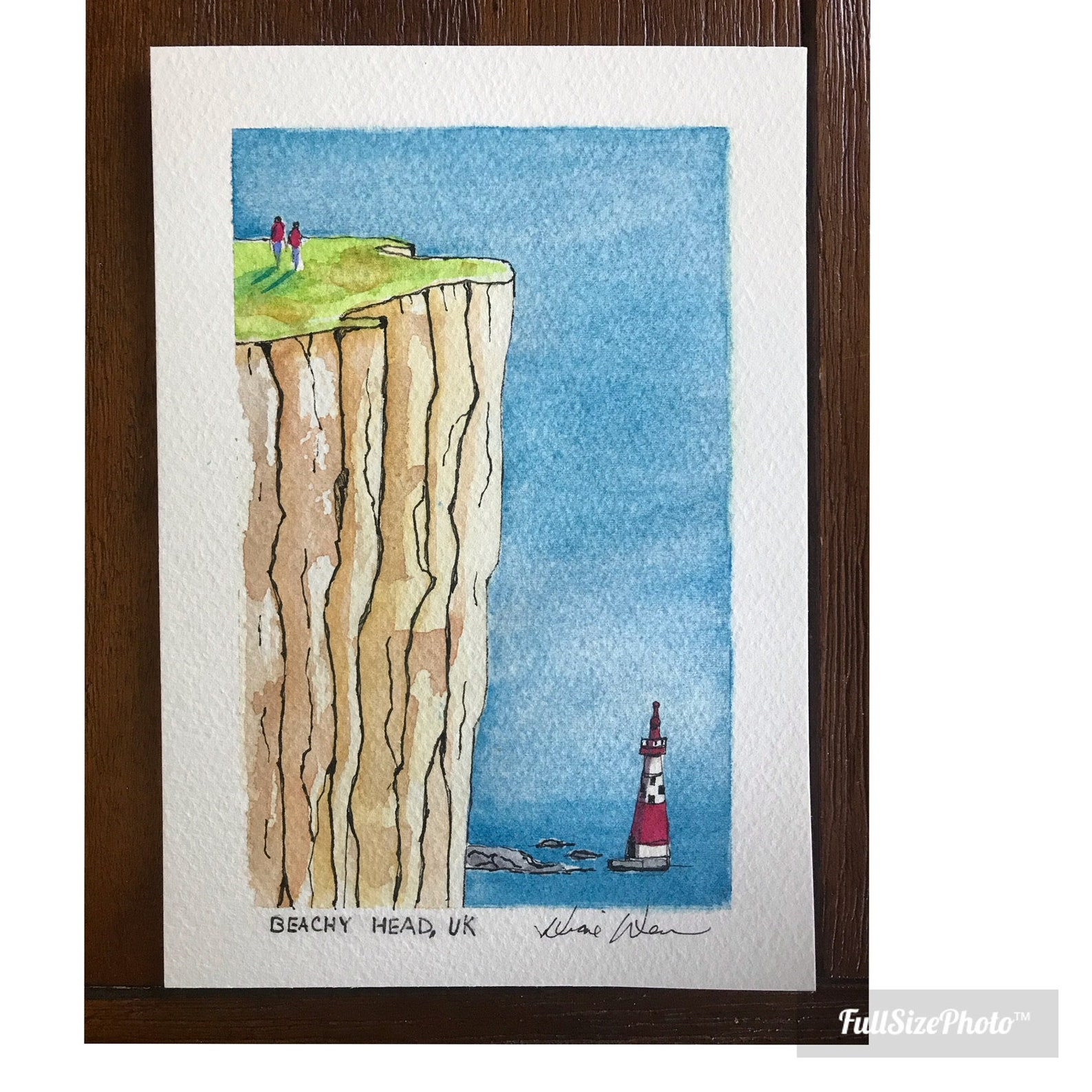 Art Print of Lighthouse Beachy Head Lighthousepen and Wash - Etsy