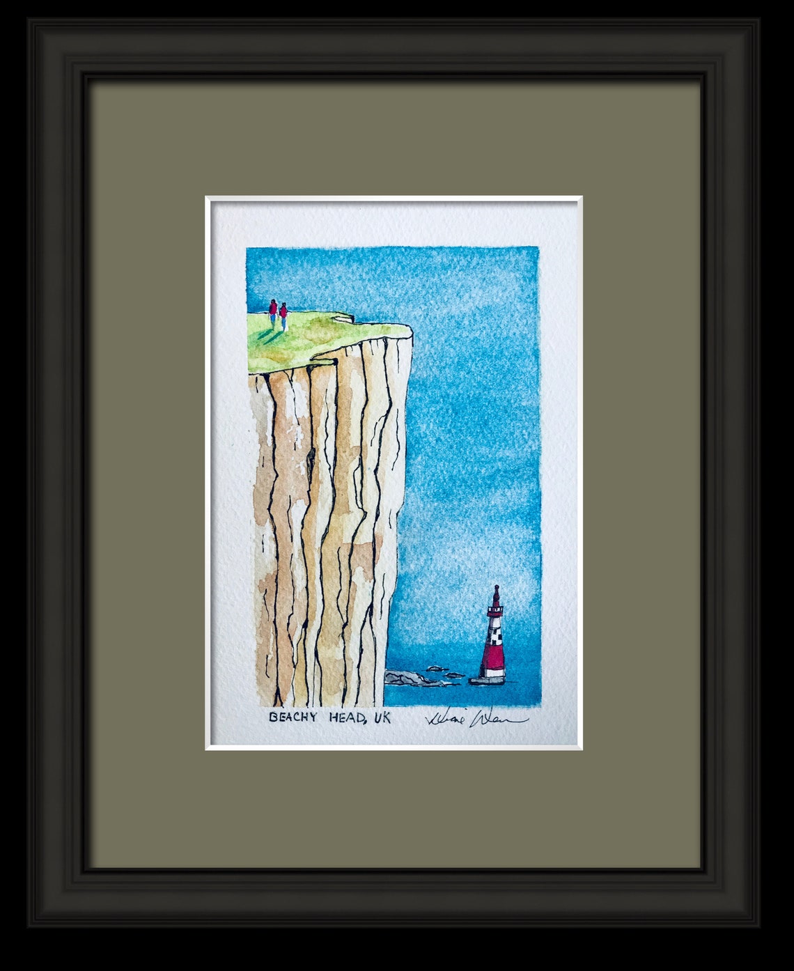 Art Print of Lighthouse Beachy Head Lighthousepen and Wash - Etsy