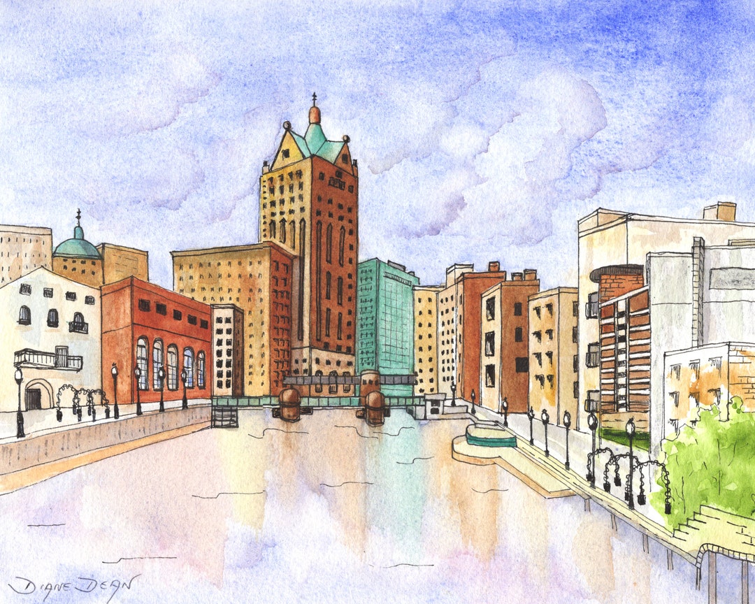 Milwaukee Wisconsin Riverwalk Art Print, Third Ward Milwaukee Print ...