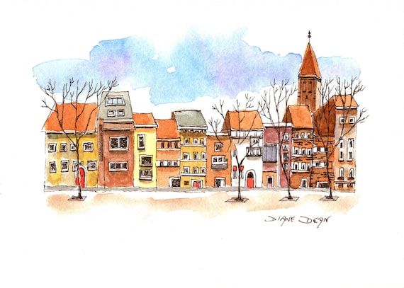 Watercolor City Streets City Street Watercolour By Samiran Sarkar