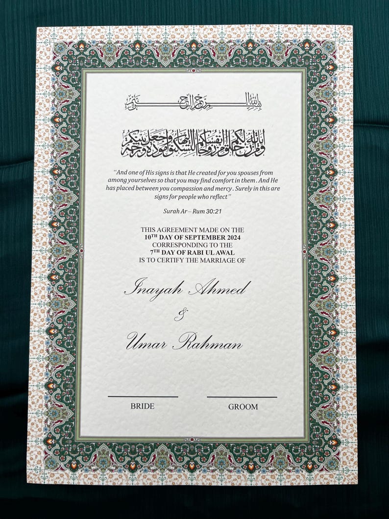Quality Nikkah Certificate - Etsy