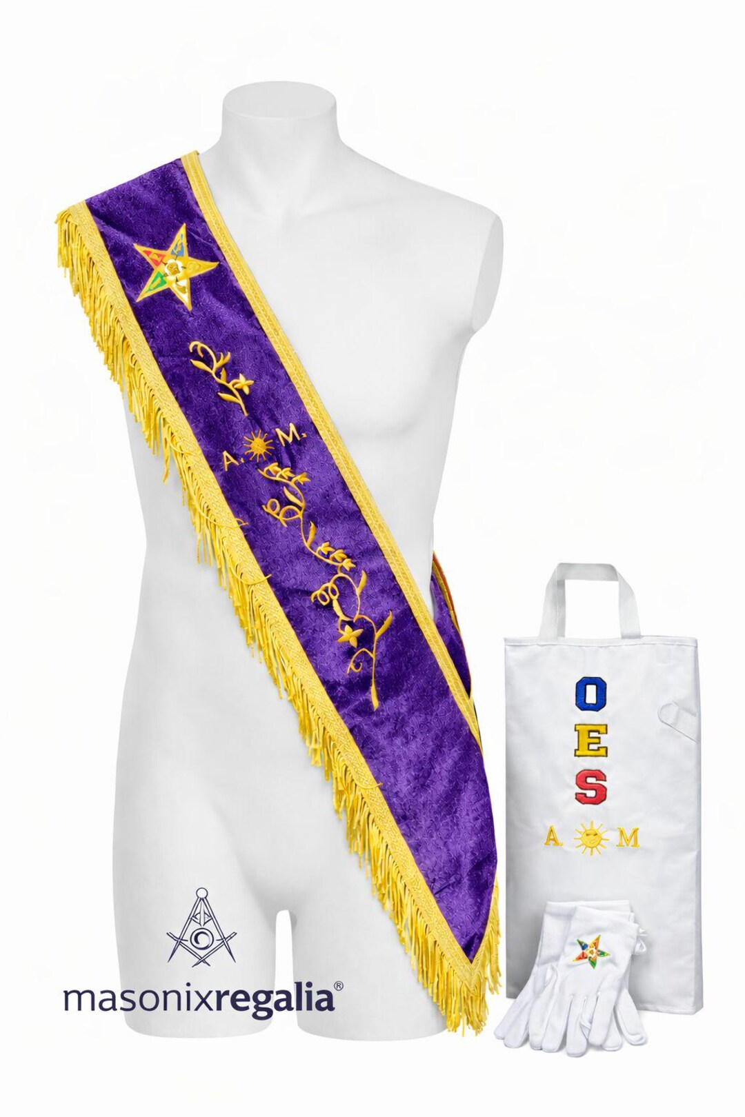 OES Associate Matron Sash – Masonic AM Purple Velvet Sash With Case ...