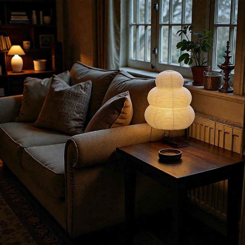 Minimalist Paper Floor and Table Lamp in Japanese Retro Style for ...